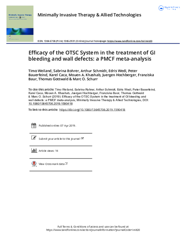 (PDF) Efficacy of the OTSC System in the treatment of GI bleeding and ...