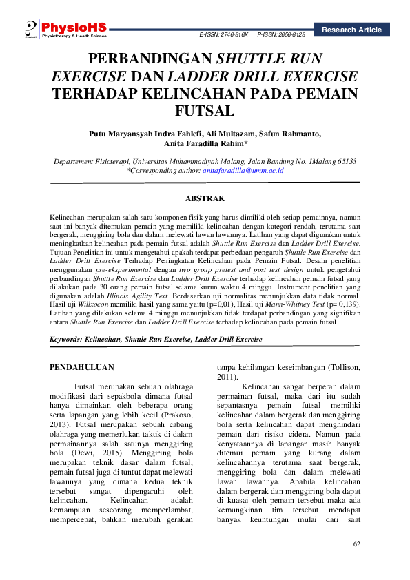 (PDF) Perbandingan Shuttle Run Exercise Dan Ladder Drill Exercise ...