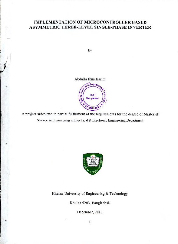 Pdf Implementation Of Microcontroller Based Asymmetric Three Level