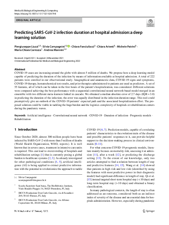 (PDF) Predicting SARS-CoV-2 infection duration at hospital admission:a ...