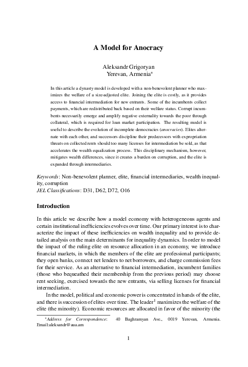 (PDF) A Model for Anocracy