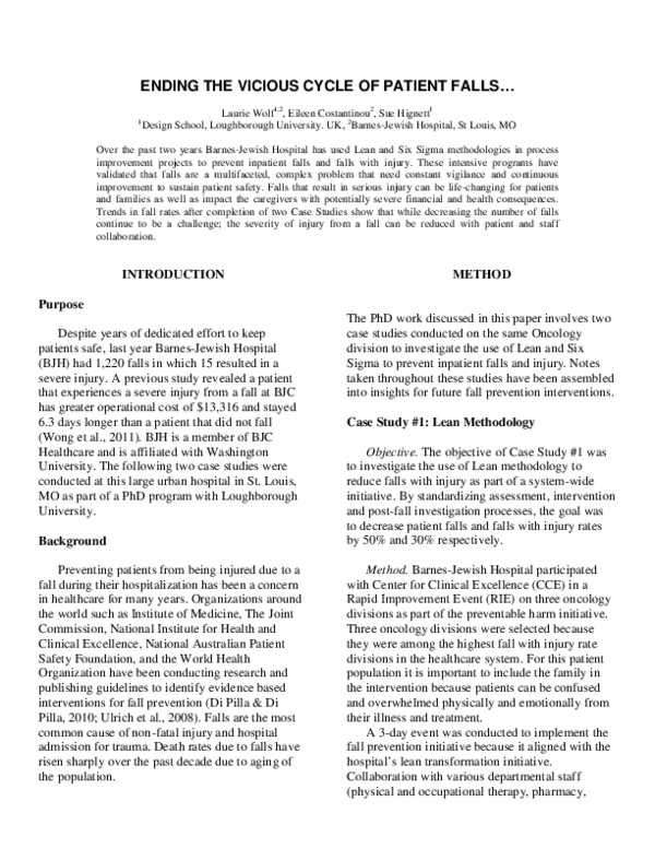 (PDF) Ending the Vicious Cycle of Patient Falls…