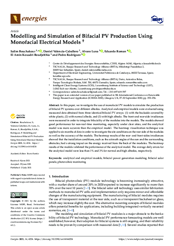 (PDF) Modelling and Simulation of Bifacial PV Production Using ...