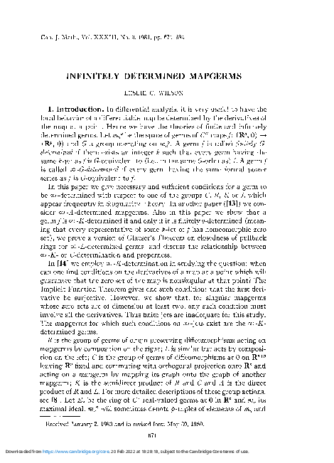 (PDF) Infinitely determined map germs