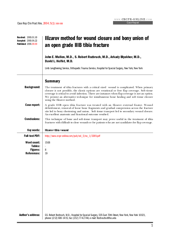 (PDF) Ilizarov method for wound closure and bony union of an open grade ...
