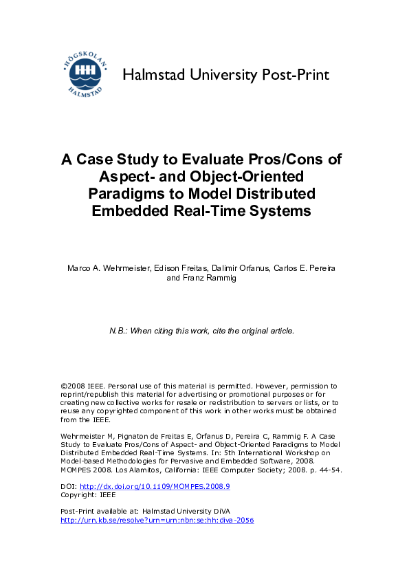 (PDF) A Case Study to Evaluate Pros/Cons of Aspect- and Object-Oriented Paradigms to Model ...