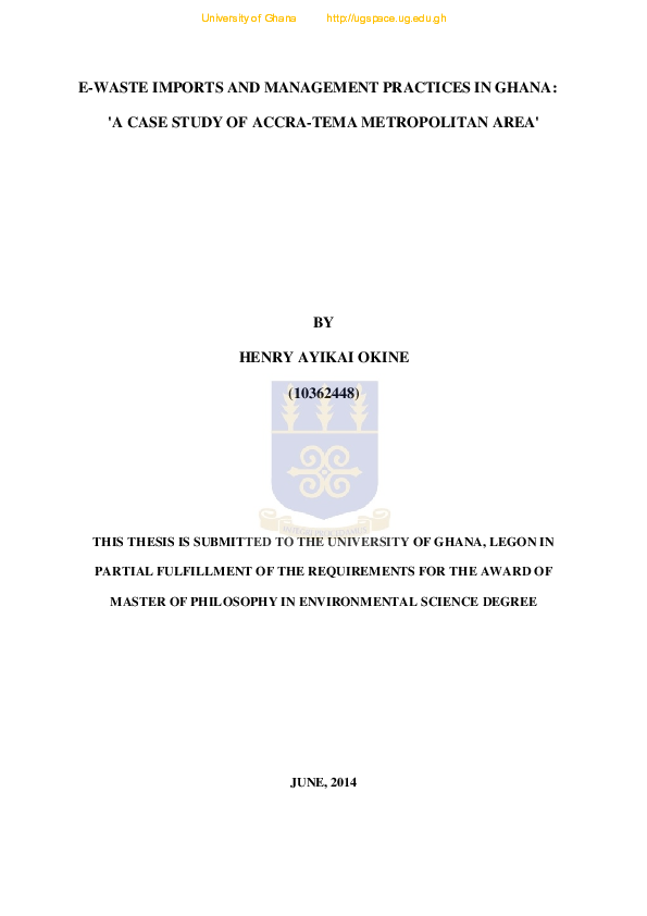 (PDF) E-waste Imports and Management Practices in Ghana: A 'Case Study ...