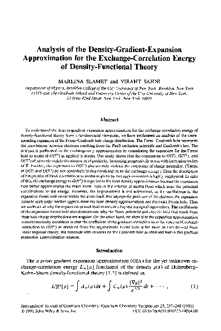 (PDF) Analysis of the density-gradient-expansion approximation for the exchange-correlation ...