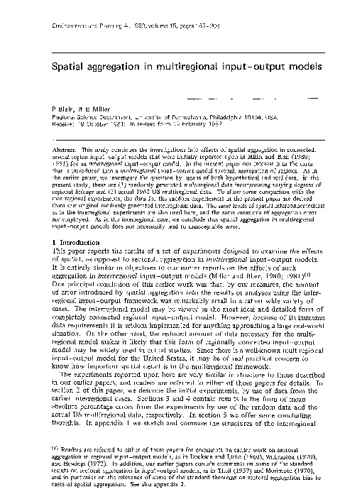 (PDF) Spatial aggregation in multiregional input - output models ... (PDF) Spatial aggregation in multiregional input - output models ...