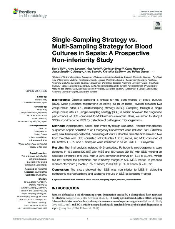 (PDF) Single-Sampling Strategy vs. Multi-Sampling Strategy for Blood ...
