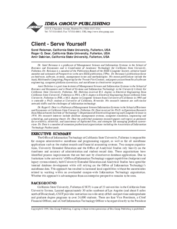 (PDF) Client-Serve Yourself