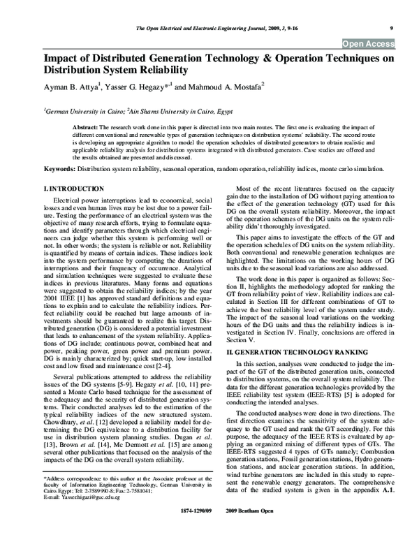 (PDF) Impact of Distributed Generation Technology Operation Techniques ...