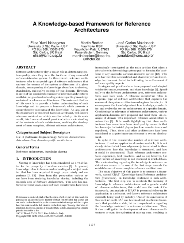(PDF) A knowledge-based framework for reference architectures
