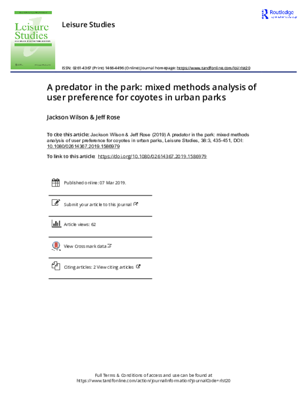 (PDF) A predator in the park: mixed methods analysis of user preference ...