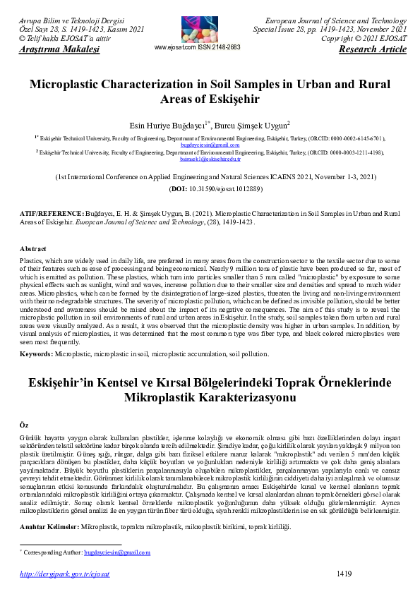 (PDF) Microplastic Characterization in Soil Samples in Urban and Rural ...