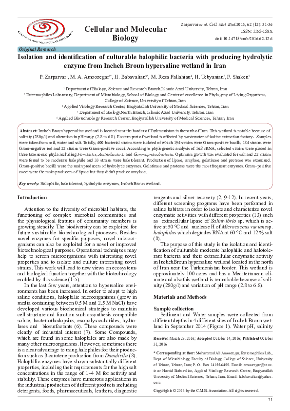 (PDF) Isolation and identification of culturable halophilic bacteria ...