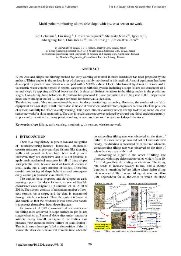 (PDF) Multi-point monitoring of unstable slope with low cost sensor network