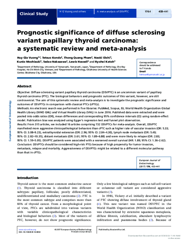 (PDF) Prognostic significance of diffuse sclerosing variant papillary ...
