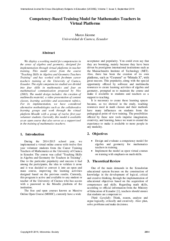 (PDF) Competency-Based Training Model for Mathematics Teachers in ...