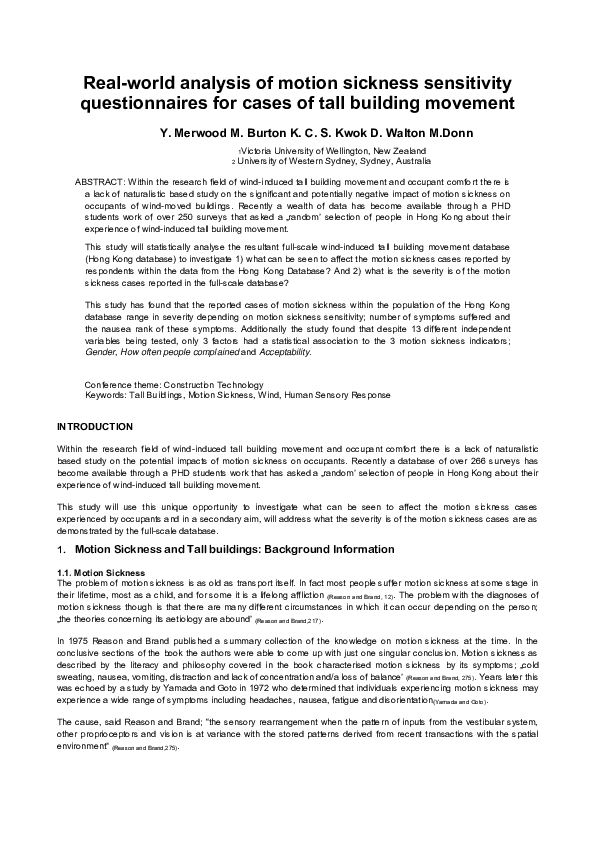 (PDF) Real-world analysis of motion sickness sensitivity questionnaires ...