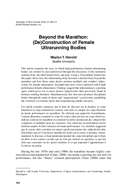 (PDF) Beyond the Marathon: (De)Construction of Female Ultrarunning Bodies