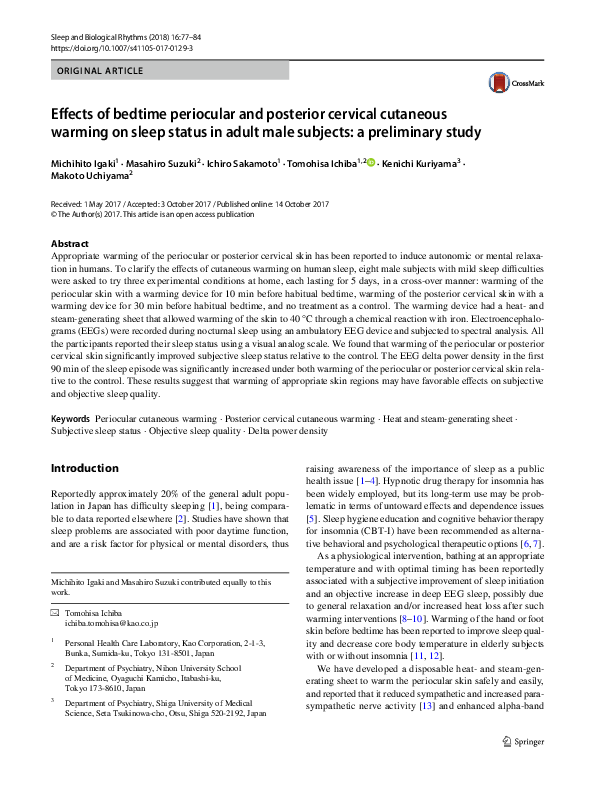 (PDF) Effects of bedtime periocular and posterior cervical cutaneous ...