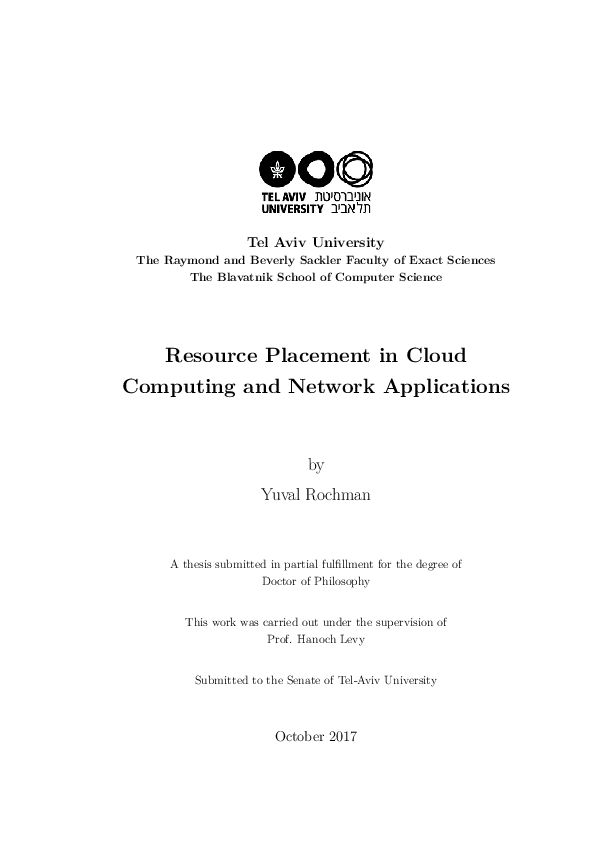 (PDF) Efficient resource placement in cloud computing and network applications