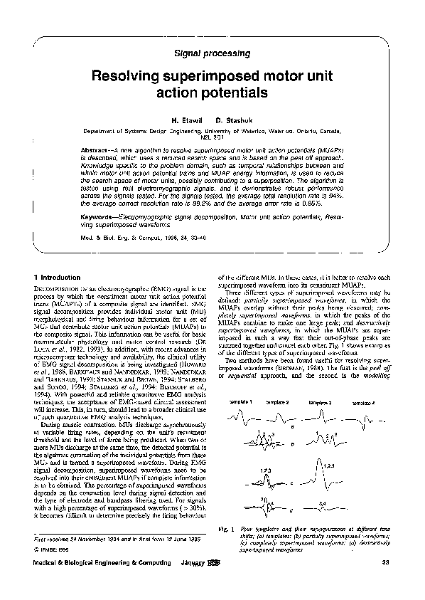 (PDF) Resolving superimposed motor unit action potentials