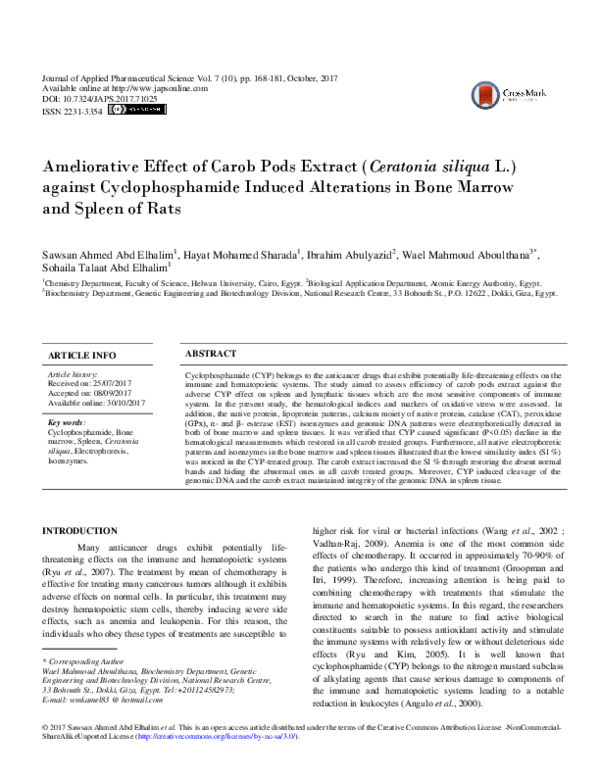 (PDF) Ameliorative Effect of Carob Pods Extract (Ceratonia siliqua L ...