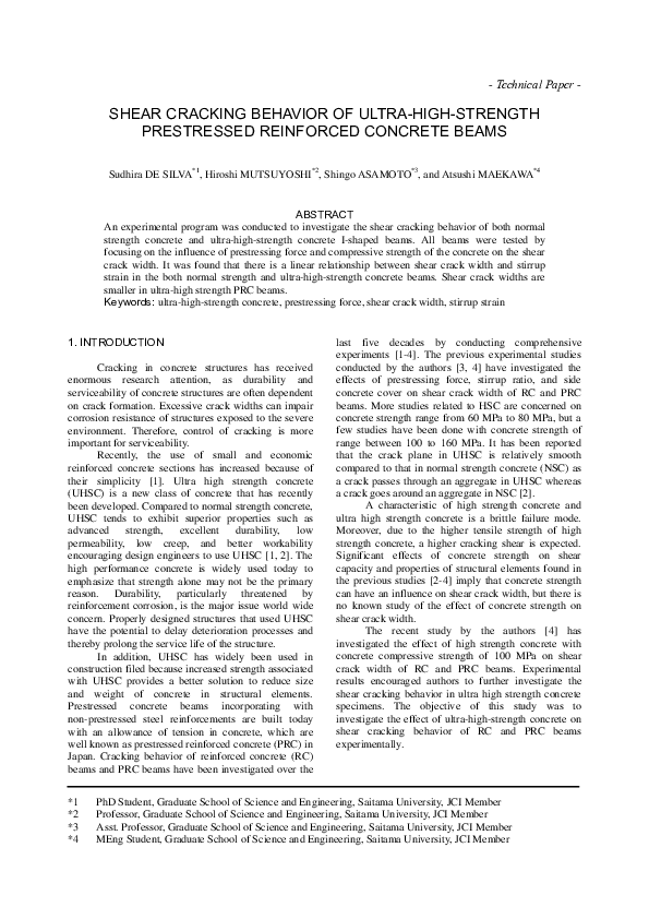 (PDF) Shear Cracking Behavior of Ultra-High-Strength Prestressed ...