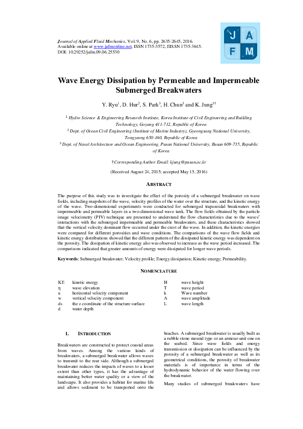 (PDF) Wave Energy Dissipation by Permeable and Impermeable Submerged Breakwaters