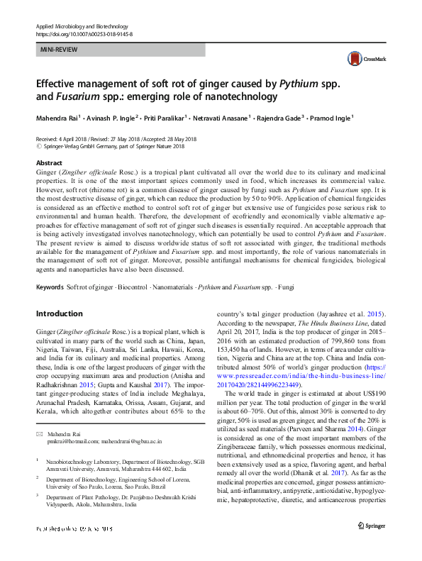 (PDF) Nanotechnology in Managing Ginger Soft Rot