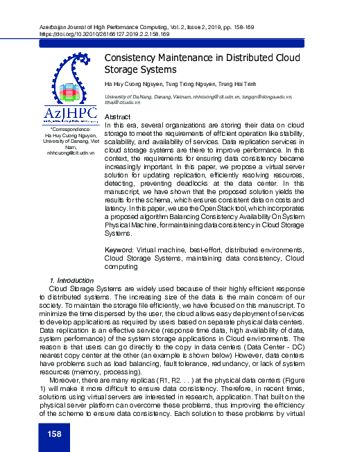 (PDF) Consistency Maintenance in Distributed Cloud Storage Systems