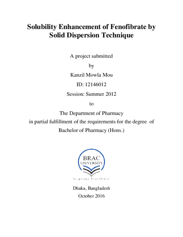 (PDF) Solubility enhancement of fenofibrate by solid dispersion technique