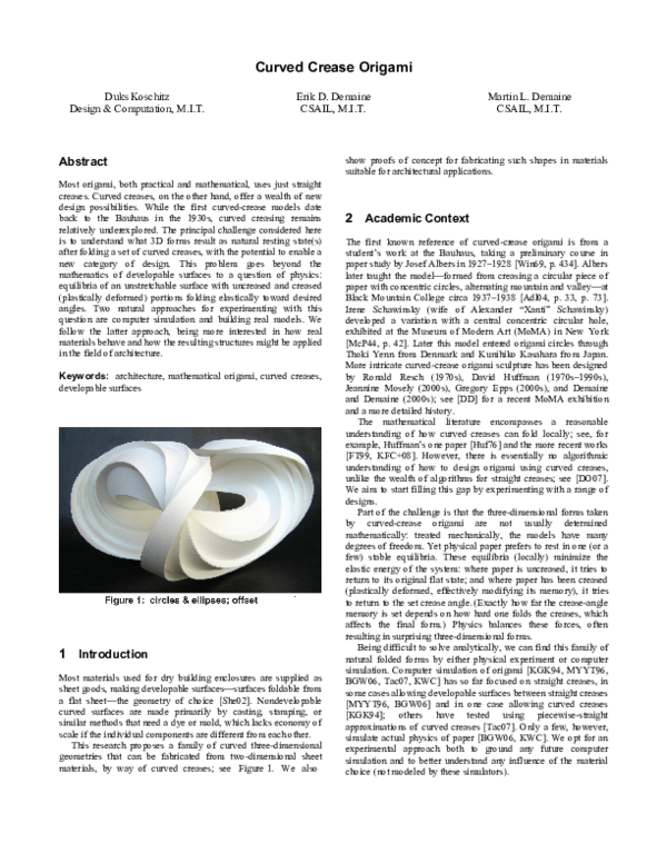 (PDF) Curved crease origami