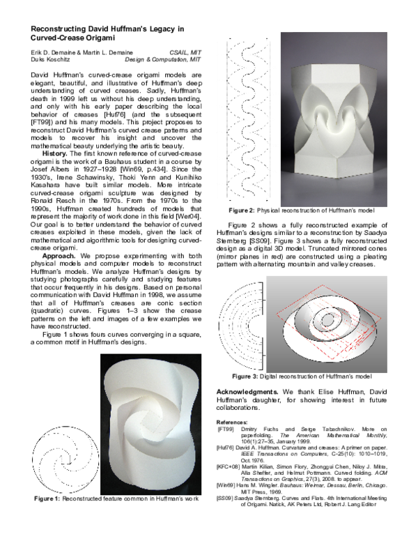 (PDF) Reconstructing David Huffman’s Legacy in Curved-crease Origami