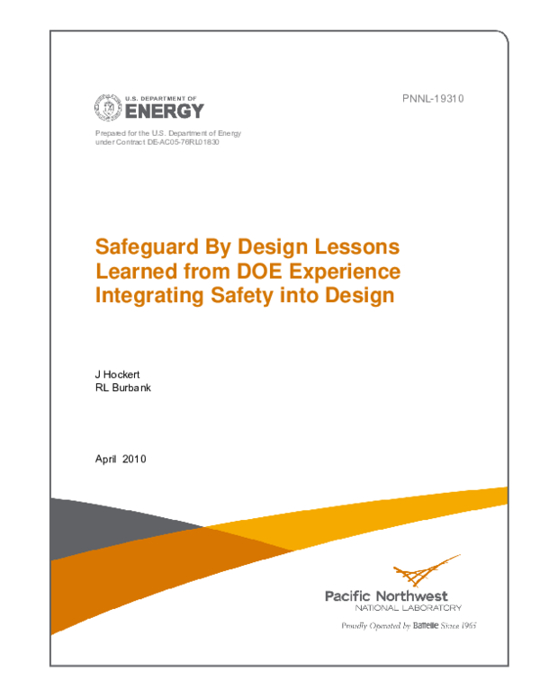 (PDF) Safeguard By Design Lessons Learned from DOE Experience ...