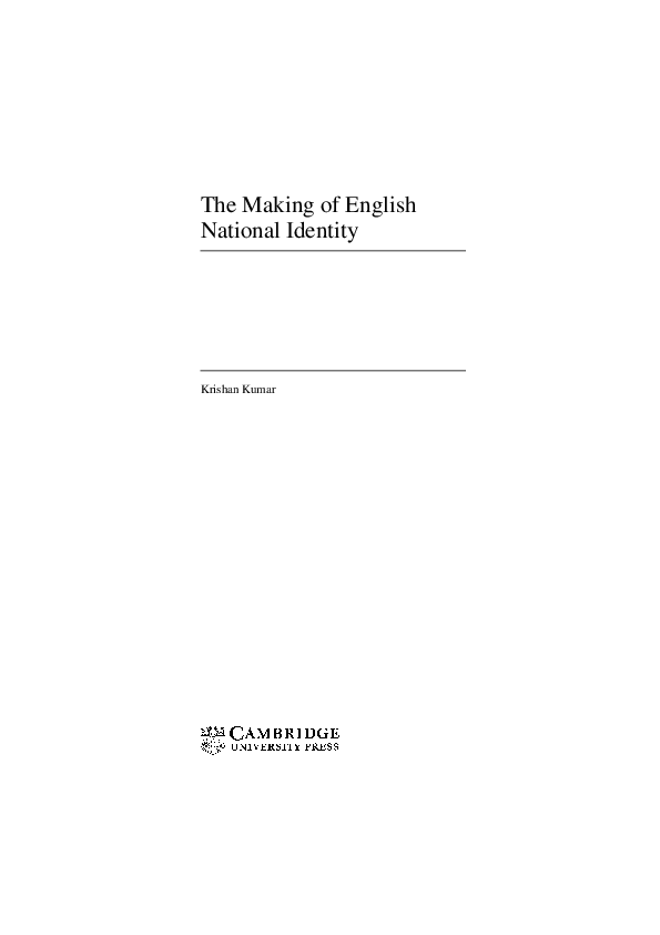 (PDF) The Making of English National Identity