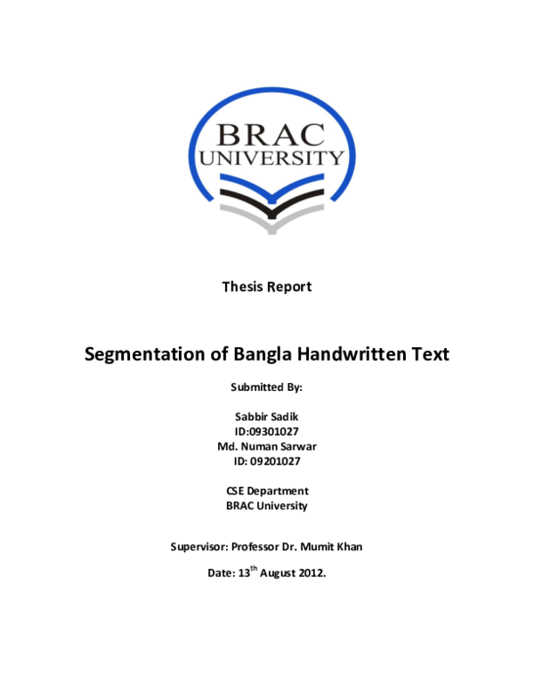 (PDF) Segmentation of Bangla Handwritten Text Submitted By