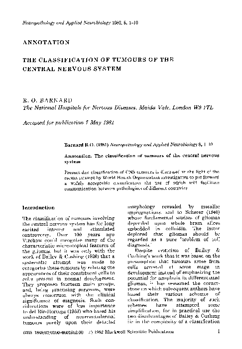 (PDF) Annotation: The Classification of Tumours of the Central Nervous System