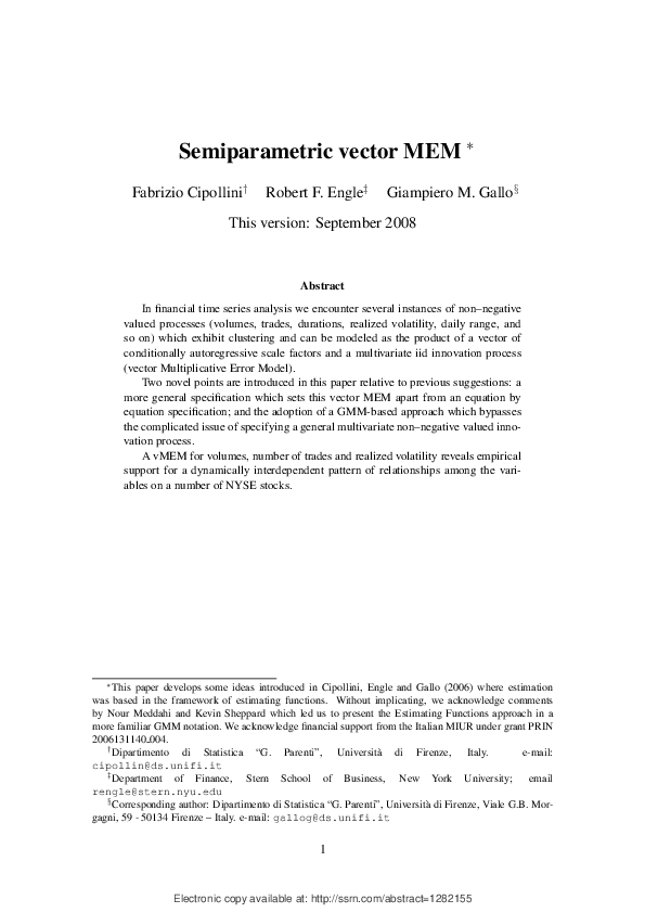 (PDF) Semiparametric Vector Mem