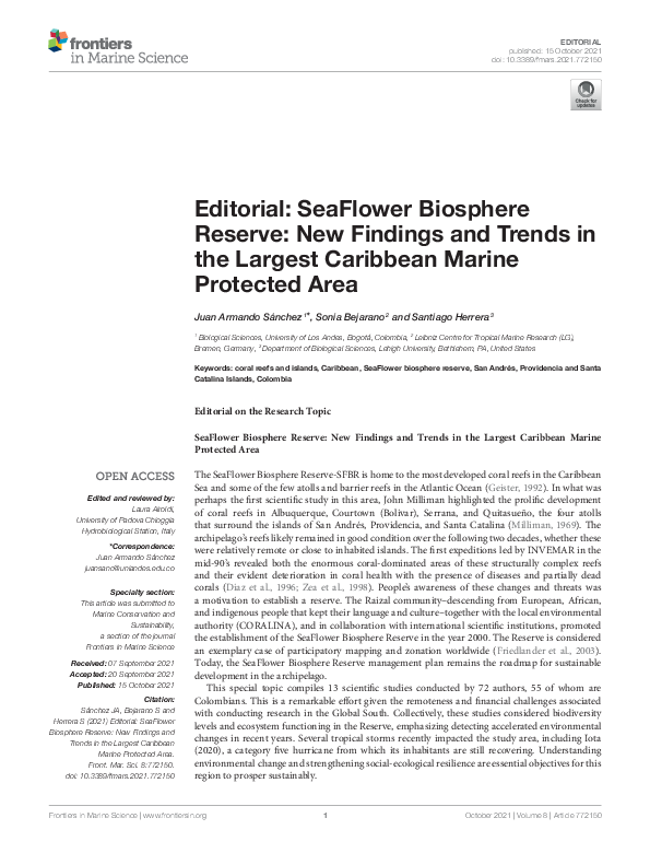 (PDF) Editorial: SeaFlower Biosphere Reserve: New Findings and Trends ...