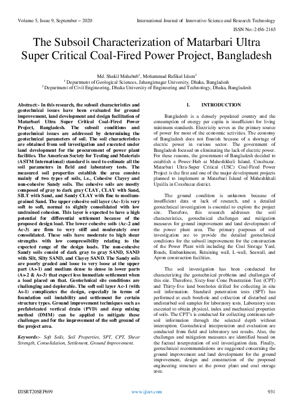 (PDF) The Subsoil Characterization of Matarbari Ultra Super Critical ...