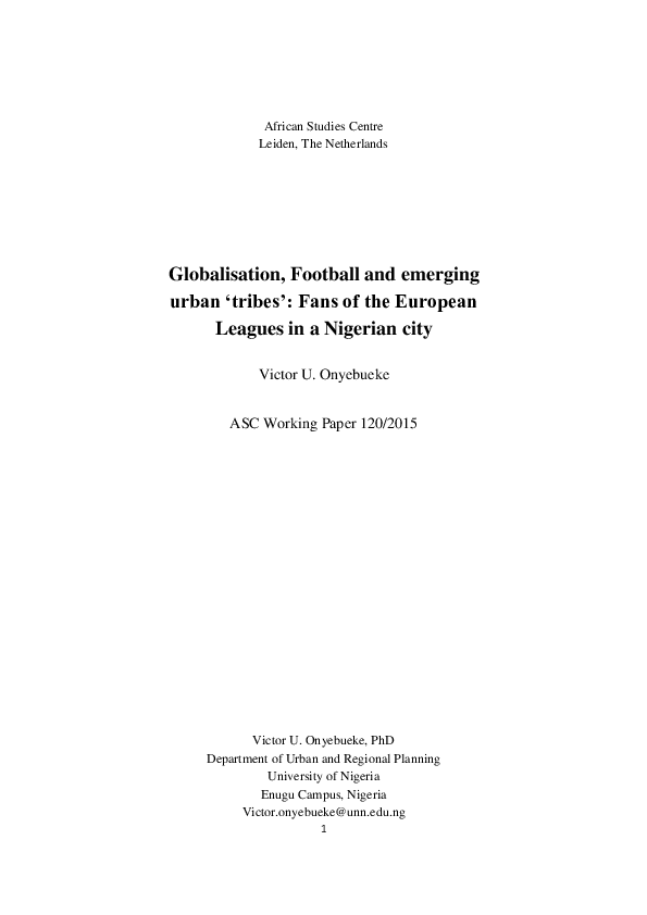(PDF) Globalisation, football and emerging urban 'tribes' : fans of the ...