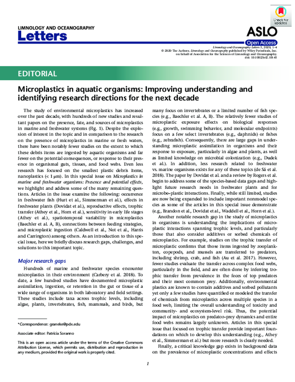 (PDF) Microplastics in aquatic organisms: Improving understanding and identifying research ...