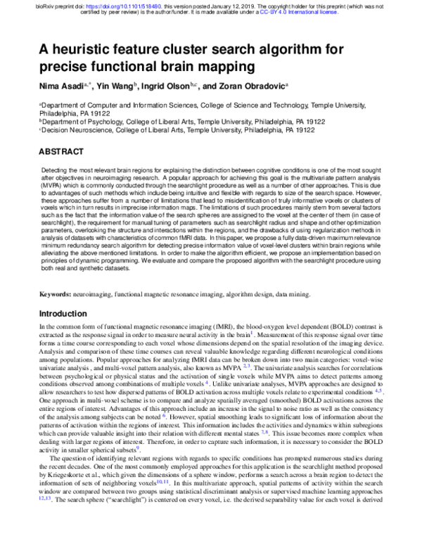 (PDF) A heuristic feature cluster search algorithm for precise ...
