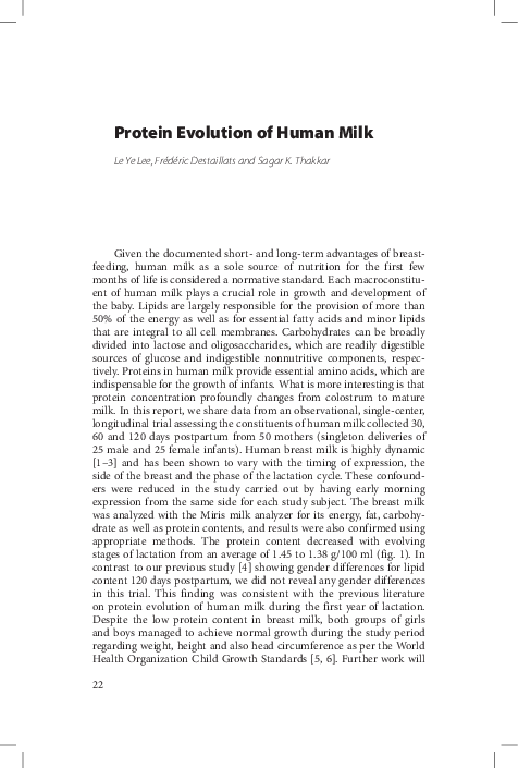 (PDF) Protein Evolution of Human Milk