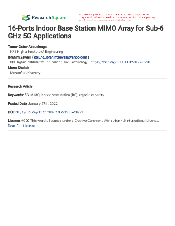 (PDF) 16-Ports Indoor Base Station MIMO Array for Sub-6 GHz 5G Applications