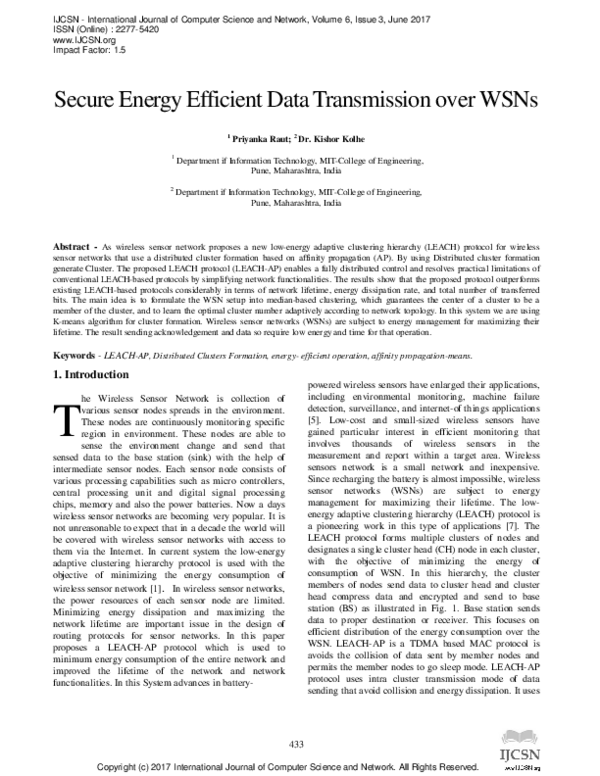(PDF) Secure Energy Efficient Data Transmission over WSNs