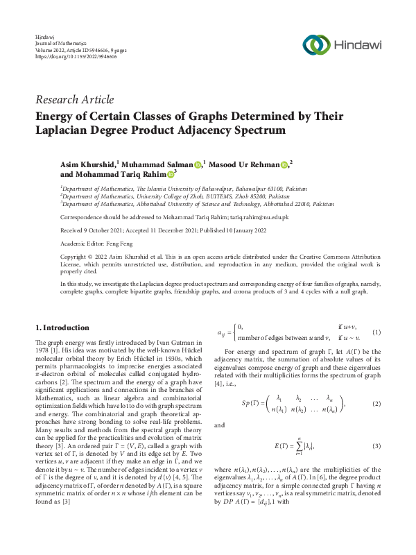(PDF) Energy of Certain Classes of Graphs Determined by Their Laplacian Degree Product Adjacency ...
